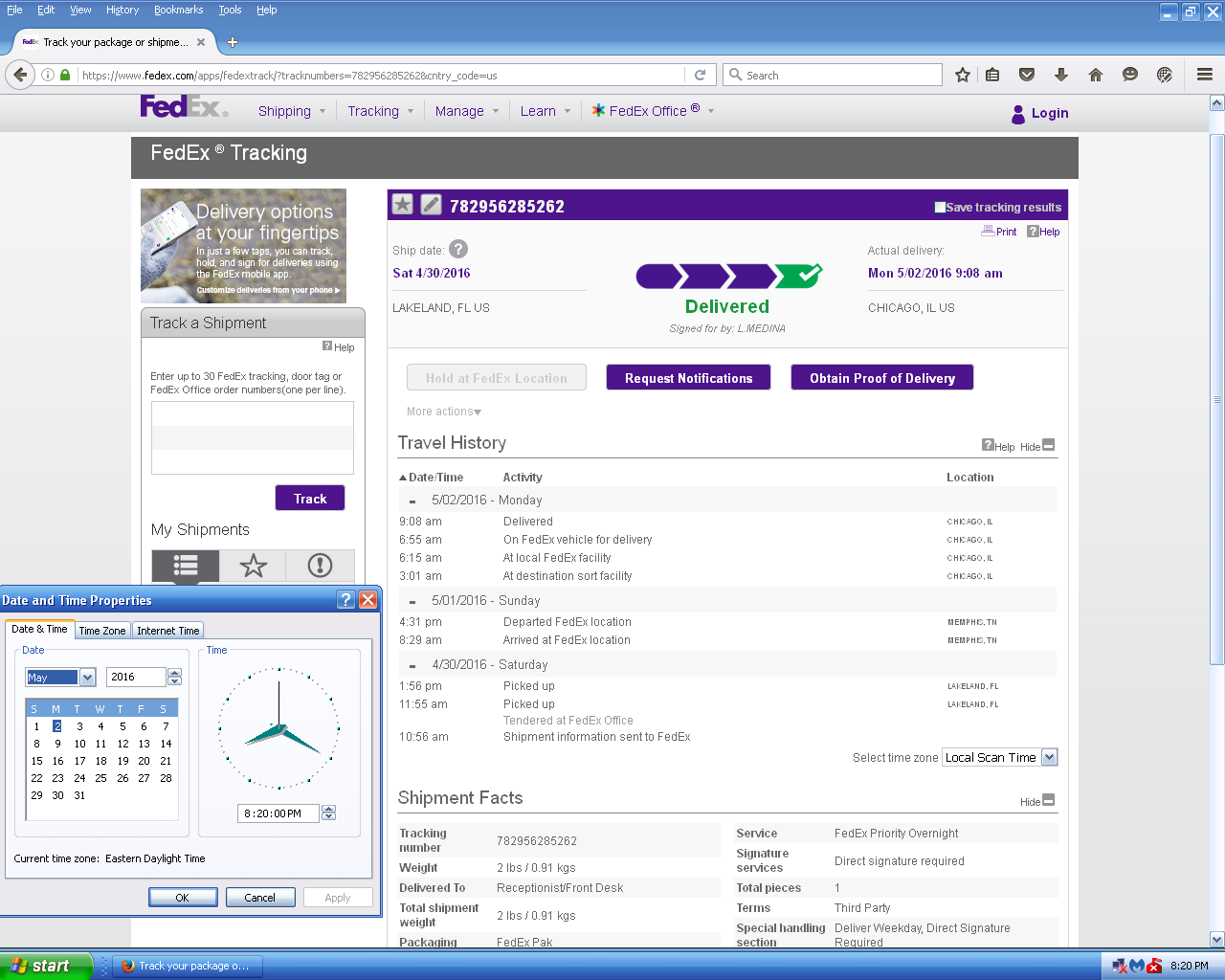** Mon, May 02, 2016 FedEx-tracking-782956285262-to-the-IARDC-from ...
